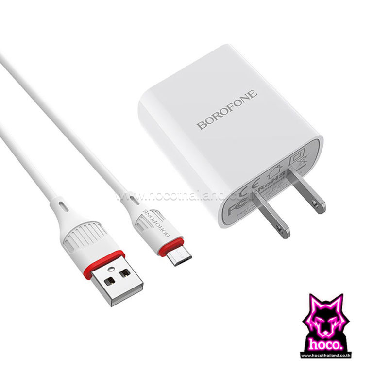 Adapter 2.1A Micro BA20(White)-ที่ชาร์จ Borofone – HOCO Thailand