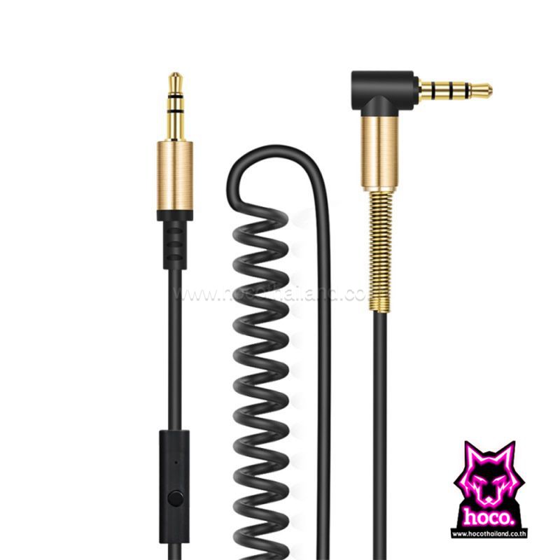 สาย AUX มีไมค์ 3.5mm UPA02 Spring(ฺBlack)+Mic 2M-Cable Hoco – HOCO Thailand