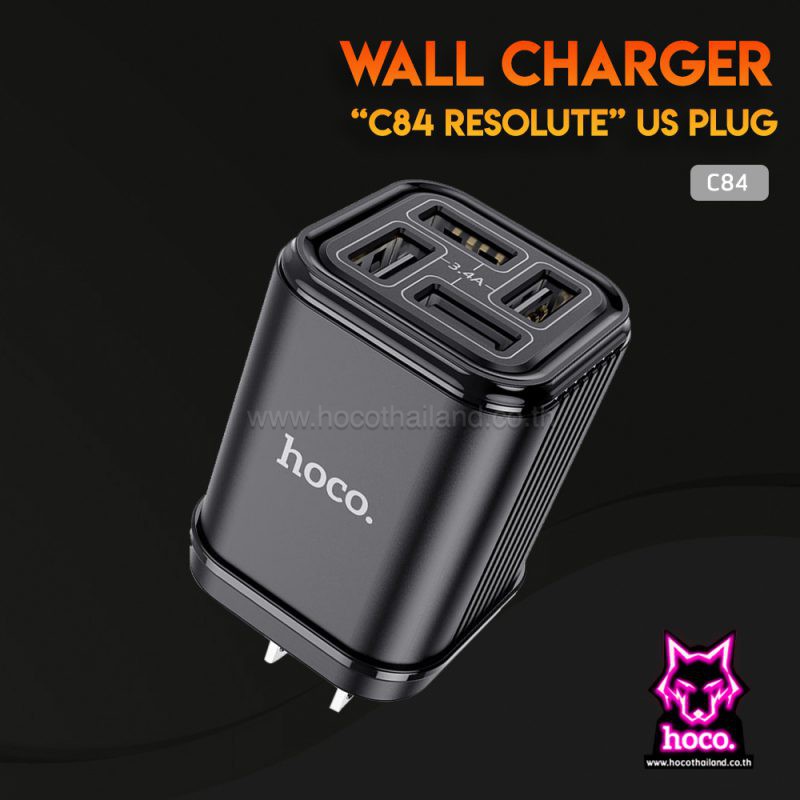 Adapter 3.4A C84(Black)-ที่ชาร์จ Hoco – HOCO Thailand