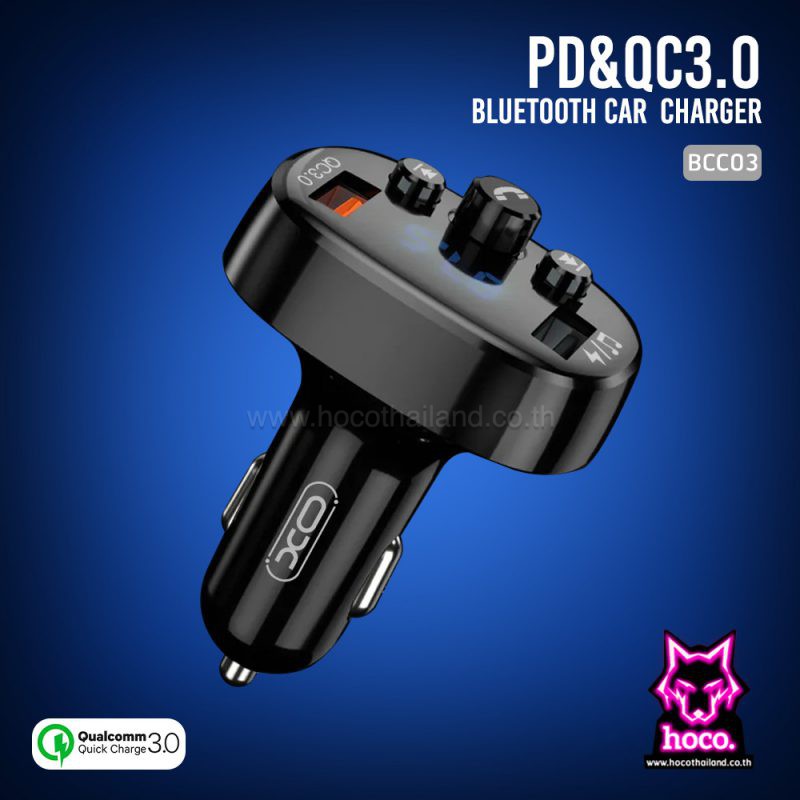 ที่ชาร์จในรถ Bluetooth FM BCC03(Black)-Car Charger XO – HOCO Thailand