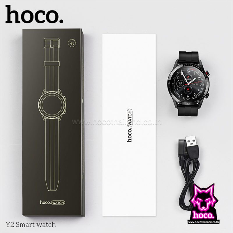 Smart Watch Y2(Black)- สมาร์ทวอทช์ นาฬิกาออกกำลังกาย Hoco – HOCO Thailand