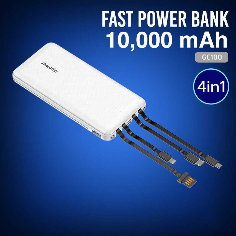 Power Bank GC100(White) 10000mAh-พาวเวอร์แบงค์ DPower – HOCO Thailand