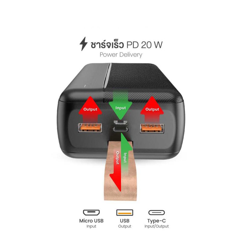Power Bank PD&Quick Charge M31PD(Black) 30000mAh-พาวเวอร์แบงค์ VEGER ...
