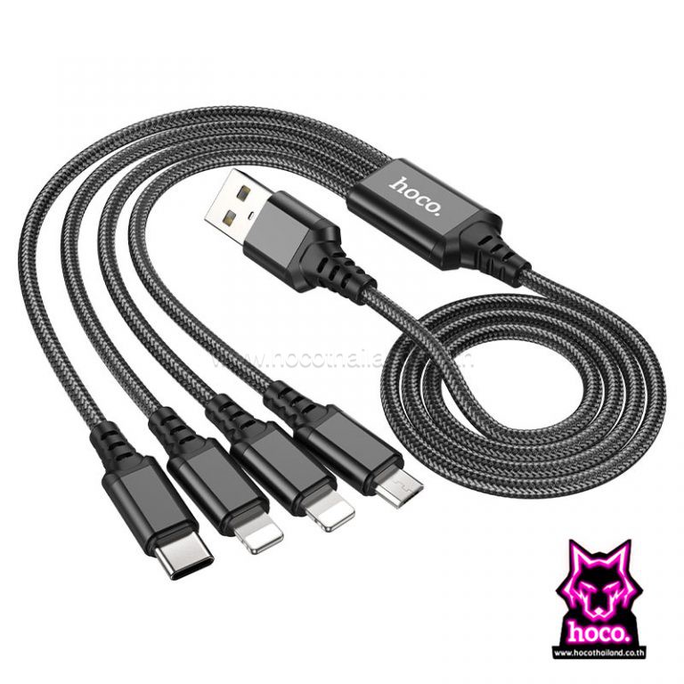 สายชาร์จ 4in1 X76(Black)1M Lightningx2,Micro USB,Type C-Cable Hoco – HOCO Thailand