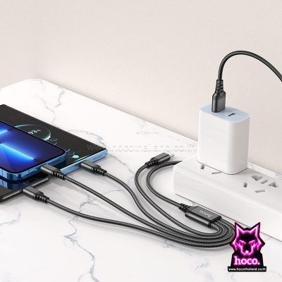 สายชาร์จ 4in1 X76(Black)1M Type Cx2,Lightning,Micro USB-Cable Hoco – HOCO Thailand